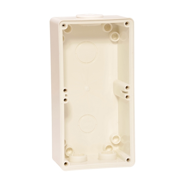 NHP ISO Back Box/Base, 2 Gang (1 x 2) - Large 63mm depth, Resistant White