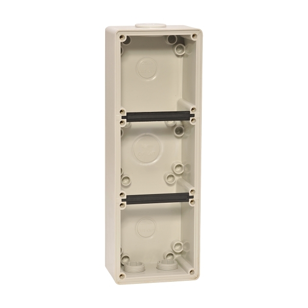 NHP ISO Back Box/Base, 3 Gang (1 x 3) - Large 63mm depth, Grey