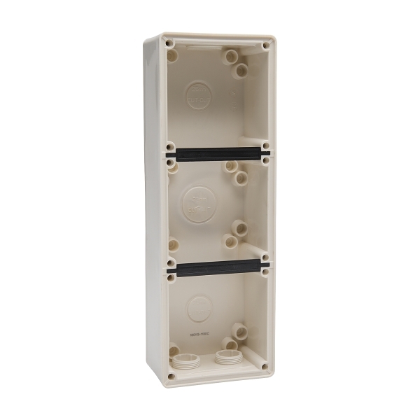NHP ISO Back Box/Base, 3 Gang (1 x 3) - Large 63mm depth, Resistant White