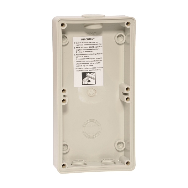 NHP ISO Back Box/Base, 2 Gang (1 x 2) - Shallow 38mm depth, Grey