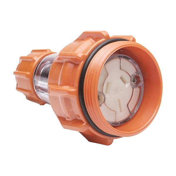 NHP ISO Extension Socket, 3 Flat Pins 15A 250V AC, Electric Orange