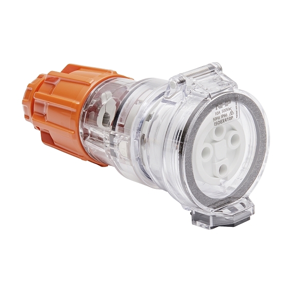 NHP ISO Extension Socket, 4 Round Pins 10A 500V AC, Electric Orange