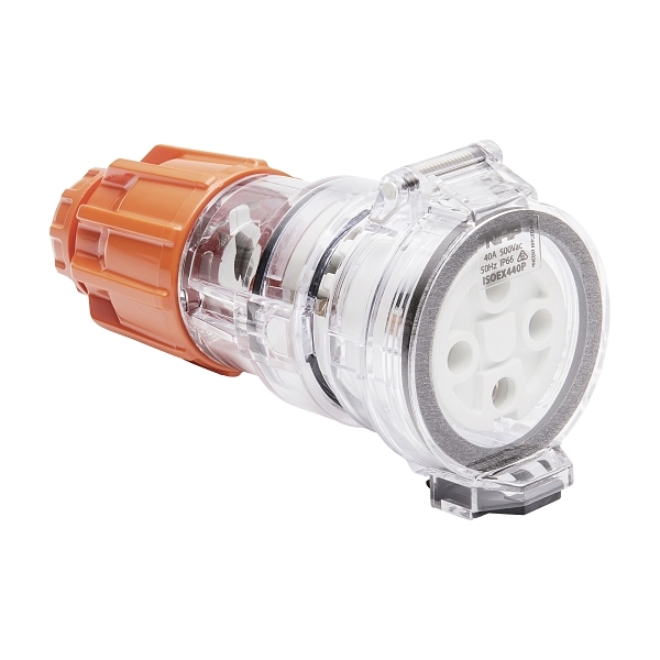 NHP ISO Extension Socket, 4 Round Pins 40A 500V AC, Electric Orange