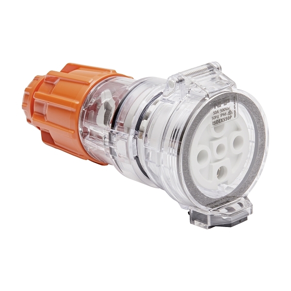 NHP ISO Extension Socket, 5 Round Pins 50A 500V AC, Electric Orange