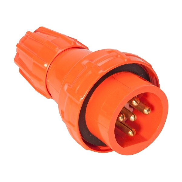 NHP ISO Plug - Straight, 5 Round Pins, 10A 500V AC, Resistant Orange