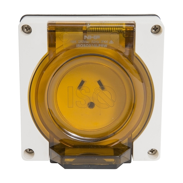 NHP ISO Socket Outlet, 2 Flat Pins + 1 Round Earth 10A 250V AC, w/o ...