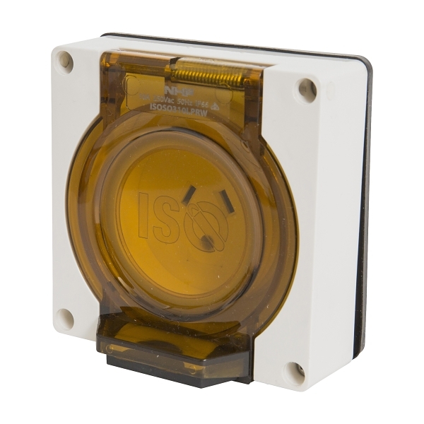 NHP ISO Socket Outlet, 2 Flat Pins + 1 Round Earth 10A 250V AC, w/o ...