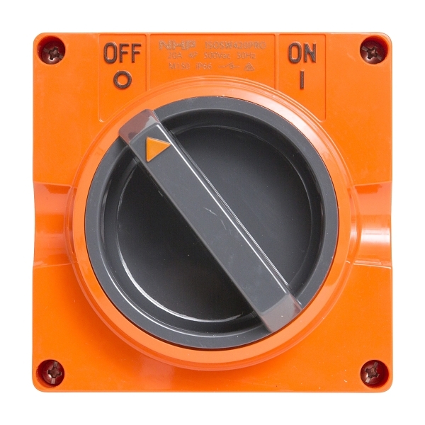 NHP ISO Surface Switch, 4 Pole 20A 500V AC, w/o Base, Resistant Orange