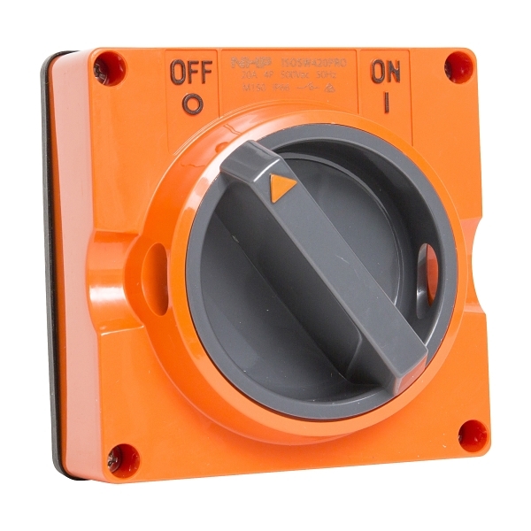 NHP ISO Surface Switch, 4 Pole 20A 500V AC, w/o Base, Resistant Orange