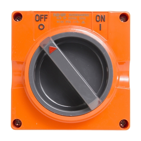 NHP ISO Surface Switch, 4 Pole 40A 500V AC, w/o Base, Resistant Orange
