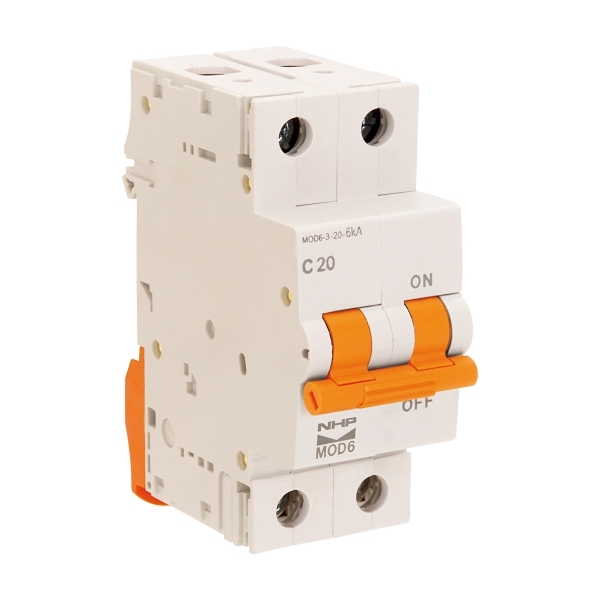 NHP MOD6 Miniature Circuit Breaker 6kA 2Pole 6A C Curve