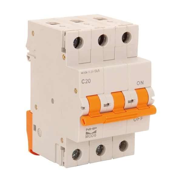 NHP MOD6 Miniature Circuit Breaker 6kA 3Pole 40A C Curve