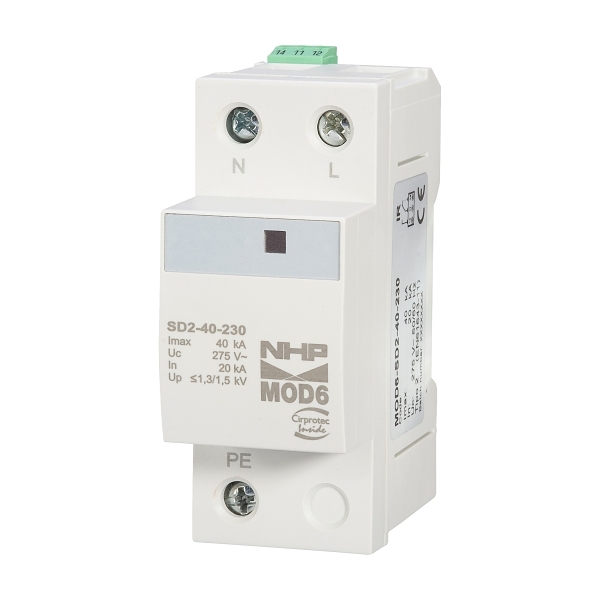 NHP MOD6 Surge Diverter 1Pole plus Neutral 40kA