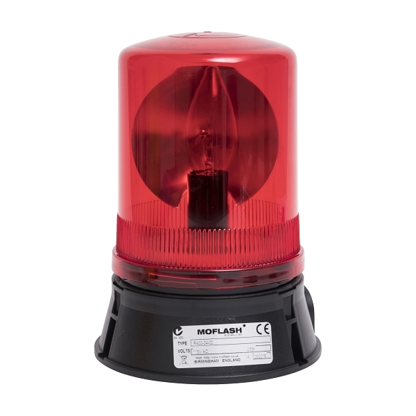 Moflash Beacon Rotating E14 x 60W 115V AC IP65 Wall or Surface Mount Lens Red