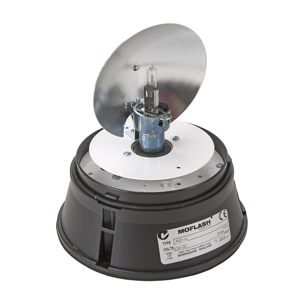 Moflash Beacon Rotating H1 x 55W 12V DC IP65 Wall or Surface Mount Base
