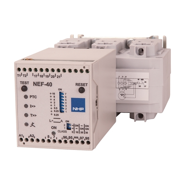 NHP Motor Protection Relays Overload Electronic 8.25 to 40A 110VAC Control