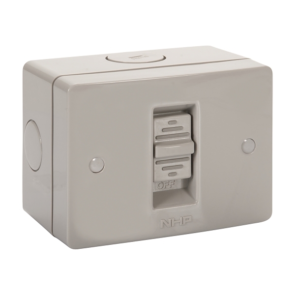 NHP NLINE Surface Switch, Large IP 66 Plastic, 1 Gang, 1 Pole 16A 250V AC