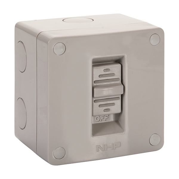 NHP NLINE Surface Switch, Small IP 66 Plastic, 1 Gang, 1 Pole 16A 250V AC