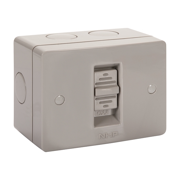 NHP NLINE Surface Switch, Large IP 66 Plastic, 1 Gang, 2 Pole 20A 250V AC