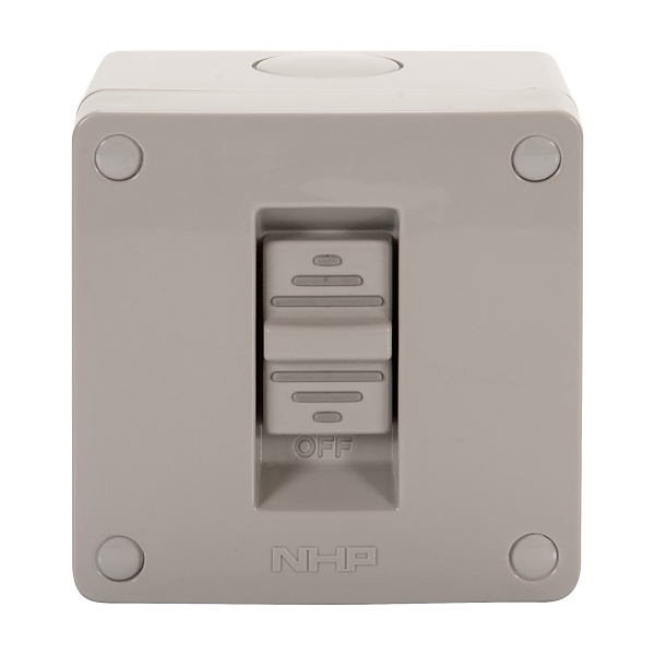 NHP NLINE Surface Switch, Small IP 66 Plastic, 1 Gang, 2 Pole 20A 250V AC