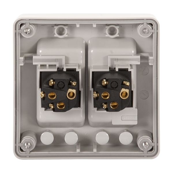 NHP NLINE Surface Switch, Small IP 66 Plastic, 2 Gang, 1 Pole 16A 250V AC