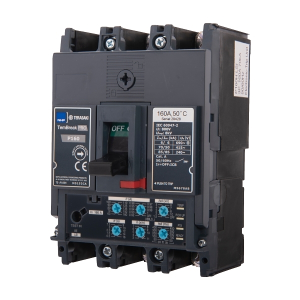 Terasaki TemBreak PRO MCCB 160 Frame 36kA 3P 100A Basic Electronic with GF
