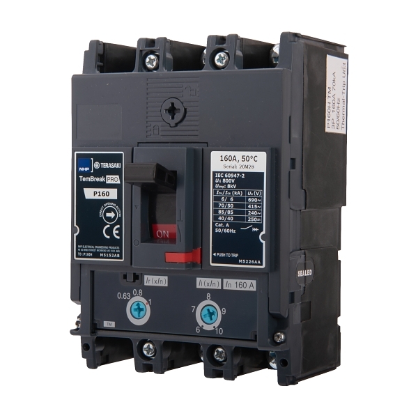 Terasaki TemBreak PRO MCCB 160 Frame 50kA 3P 63A Adj. Therm. Adj. Mag.