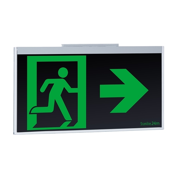 Stanilite Nexus RF Platinum Exit Lighting LED Evago Black Wall Mount SS