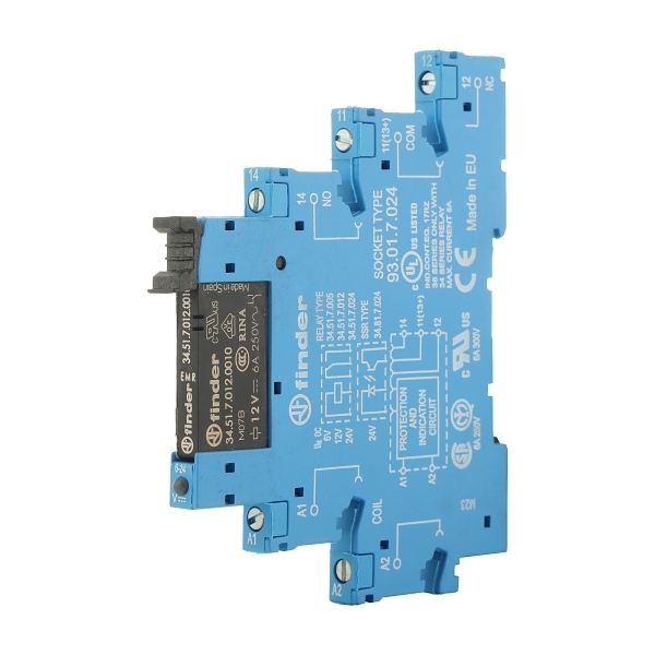 Finder 38 Series Relay Interface Modules Relay 6A 1 Changeover 12V AC Coil