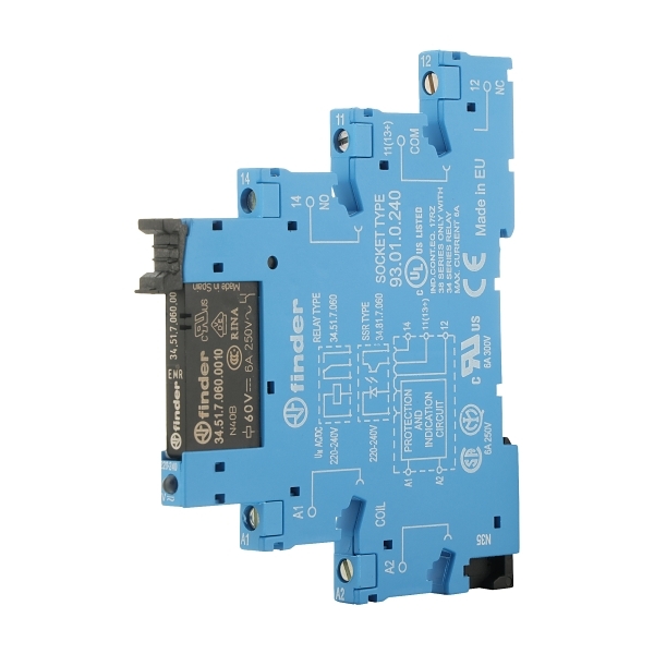 Finder 38 Series Relay Interface Modules Relay 6A 1 Changeover 240V AC ...