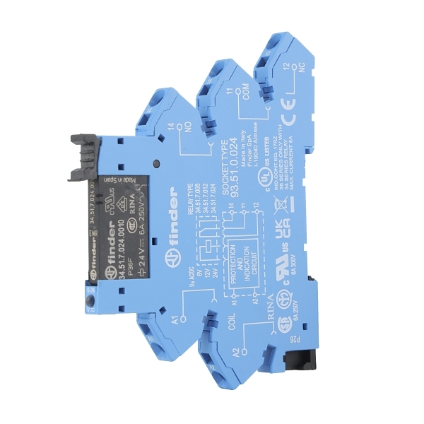 Finder 38 Series Relay Interface Modules Relay 6A 1 Changeover 24V AC ...