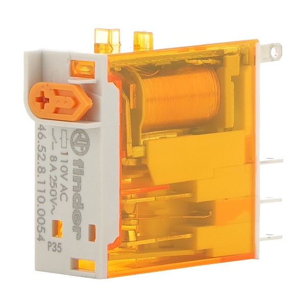 Finder 46 Series Miniature Relay 8A 2 CO 110V AC Coil with PB plus LED ...