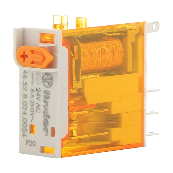 Finder 46 Series Miniature Relay 8A 2 CO 24V AC Coil with PB plus LED ...