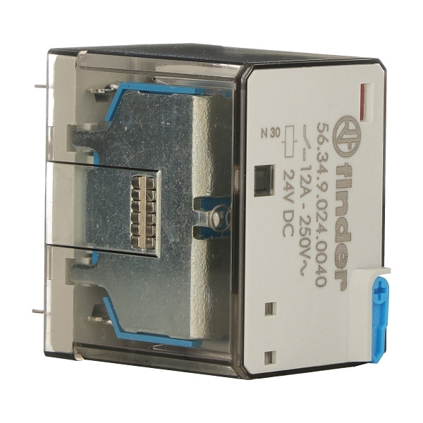 Finder 56 Series Miniature Power Relay 12A 4CO 24V DC Coil with Push ...