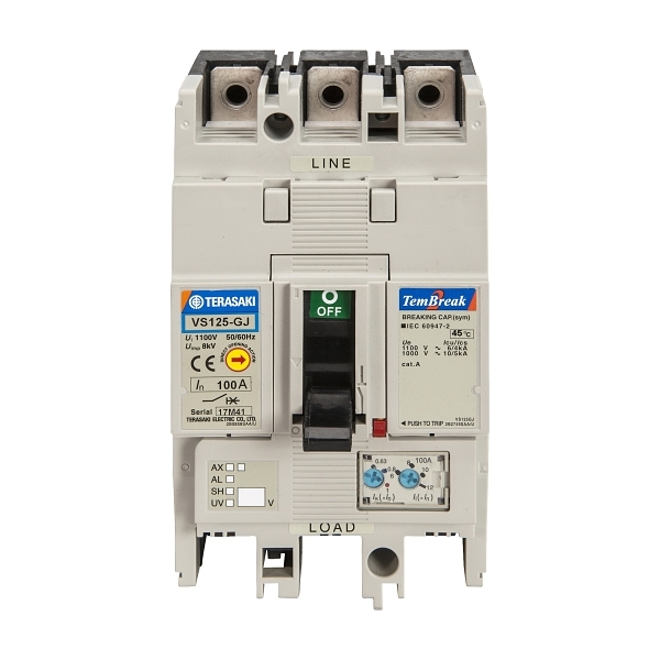 Terasaki TemBreak 2 MCCB 125 Frame 1000V AC 10kA 3P 125A Thermal Magnetic