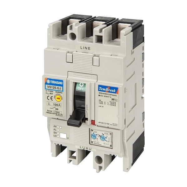 Terasaki TemBreak 2 MCCB 125 Frame 1000V AC 10kA 3P 125A Thermal Magnetic