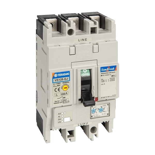 Terasaki TemBreak 2 MCCB 125 Frame 1000V AC 10kA 3P 125A Thermal Magnetic