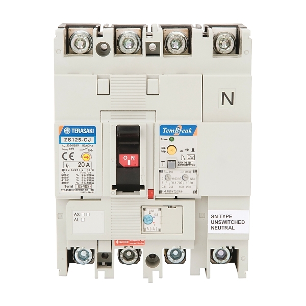 Terasaki TemBreak 2 Earth Leakage Circuit Breaker 65kA 30mA 3A 4P 63A