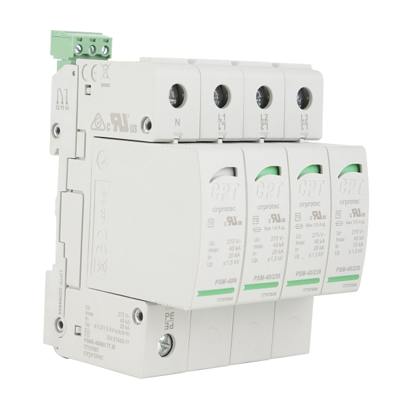 Cirprotec PSM Surge Protection Device Type 2 3 Phase L-L and L-N and N-PE Imax 40kA 400Vac
