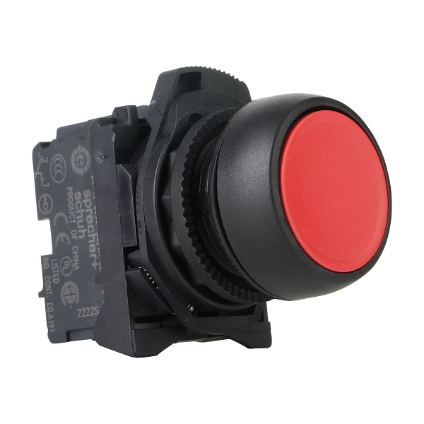 Sprecher and Schuh D7 Pushbutton 22.5 mm Complete Plastic MOM Flush Red ...