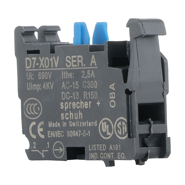 Sprecher and Schuh D7 Contact Block 1 NC for 22.5 mm Pushbutton ...