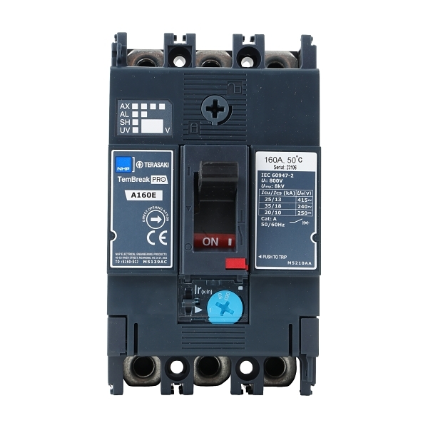 Terasaki TemBreak PRO MCCB 160 Frame 25kA 3P 160A Adj. Thermal Fix. Magnetic