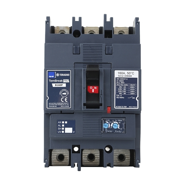 Terasaki TemBreak PRO MCCB 160 Frame 125kA 3P 160A Adj. Thermal Adj ...