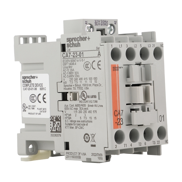 S&S CA7 Contactor 11kW 3Pole 32VAC Coil 1NC Contact Auxiliary