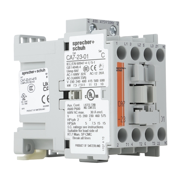 S&S CA7 Contactor 11kW 3Pole 415VAC Coil 1NC Contact Auxiliary