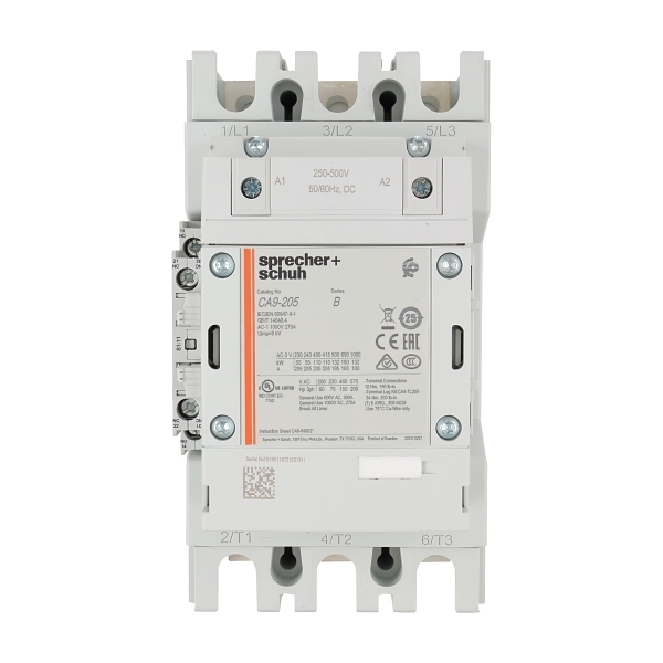 S&S CA9 Contactor 110kW 3Pole 250 to 500VAC and VDC Coil 1NO 1NC ...
