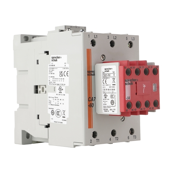 S&S CAS7 Safety Contactor 30kW 3Pole 24VDC Coil 1NO 4NC Contact Auxiliary