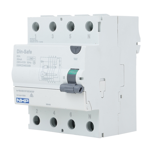 NHP DIN-T Residual Current Circuit Breaker RCCB 3Pole and Neutral 63A ...