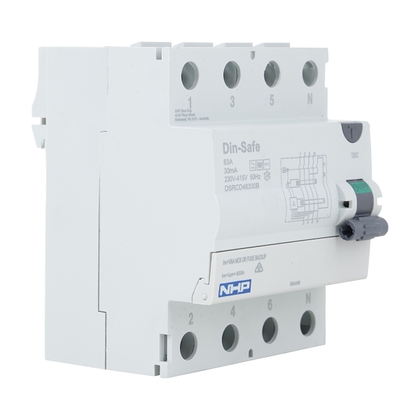 NHP DIN-T Residual Current Circuit Breaker RCCB 3Pole and Neutral 63A ...