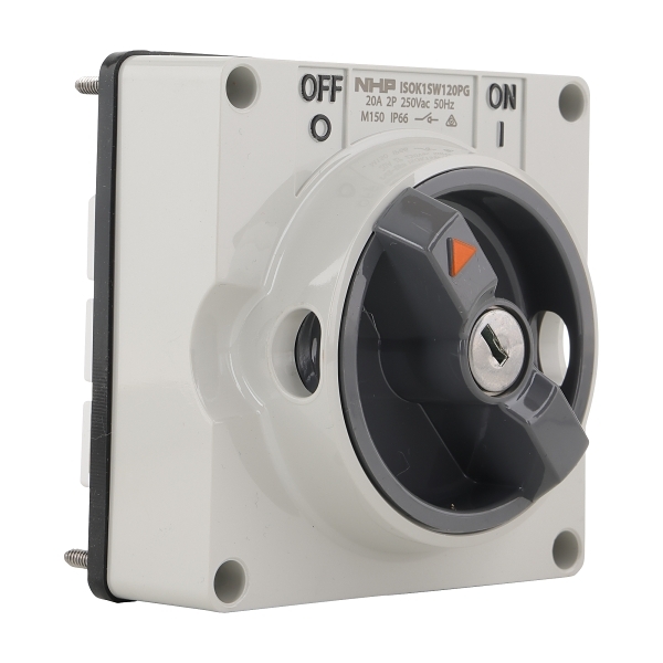 NHP ISO Surface Switch - Key, Lock in OFF, 2 Pole 20A 250V AC, w/o Base ...